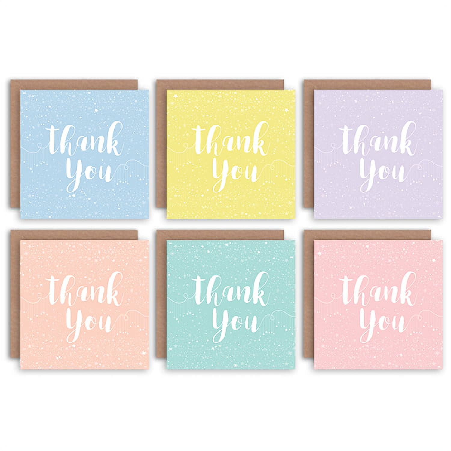 Thank You Cards Pastel Pale Stars Multicoloured Blank Greeting Cards ...