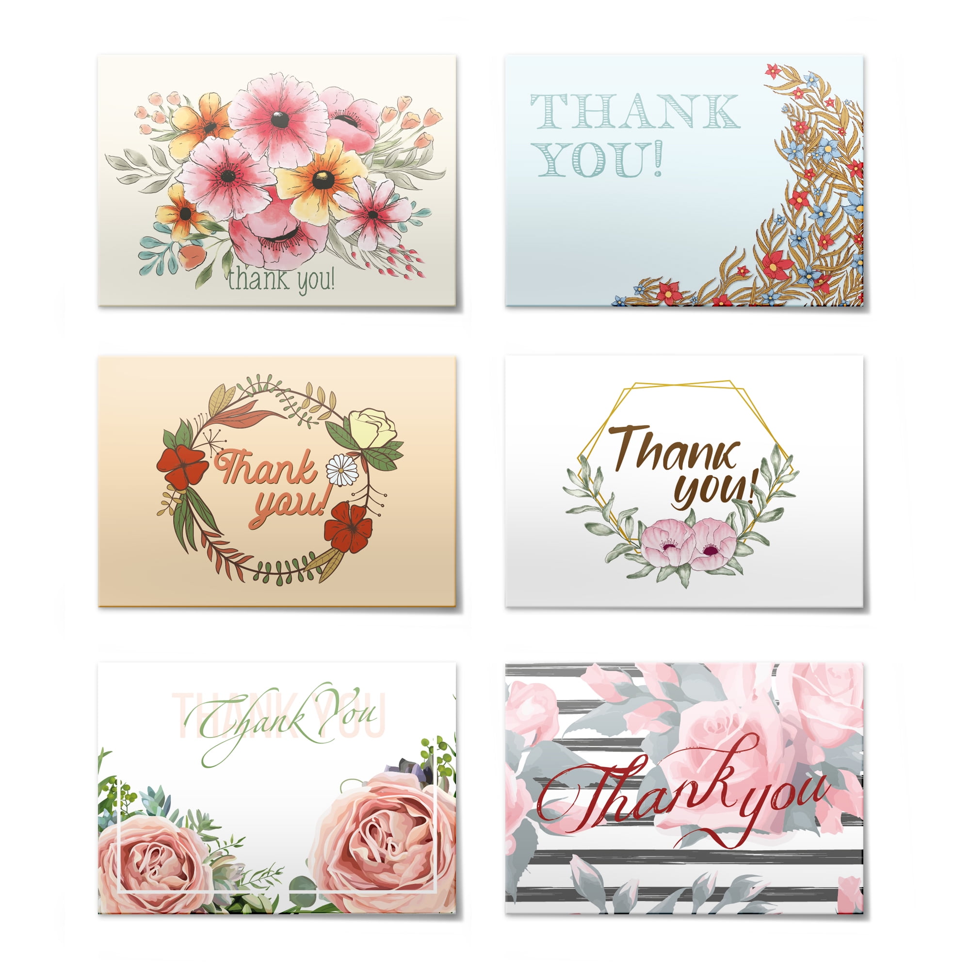 Thank You Cards Set (24pcs), Includes Blank Cards & Envelopes with ...