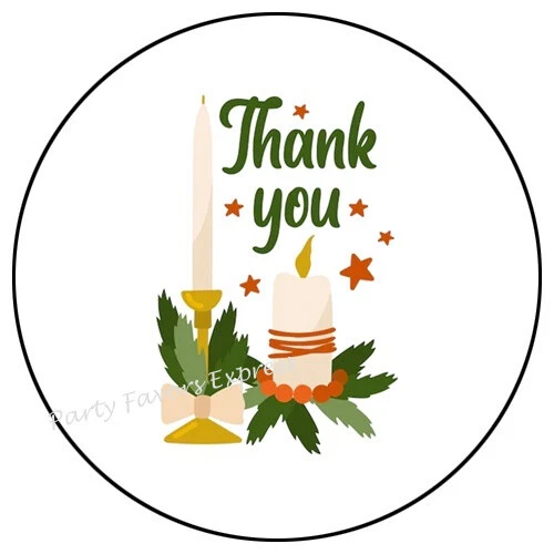 Thank You Christmas Candle Stickers Party Favors Phone Decal Water ...
