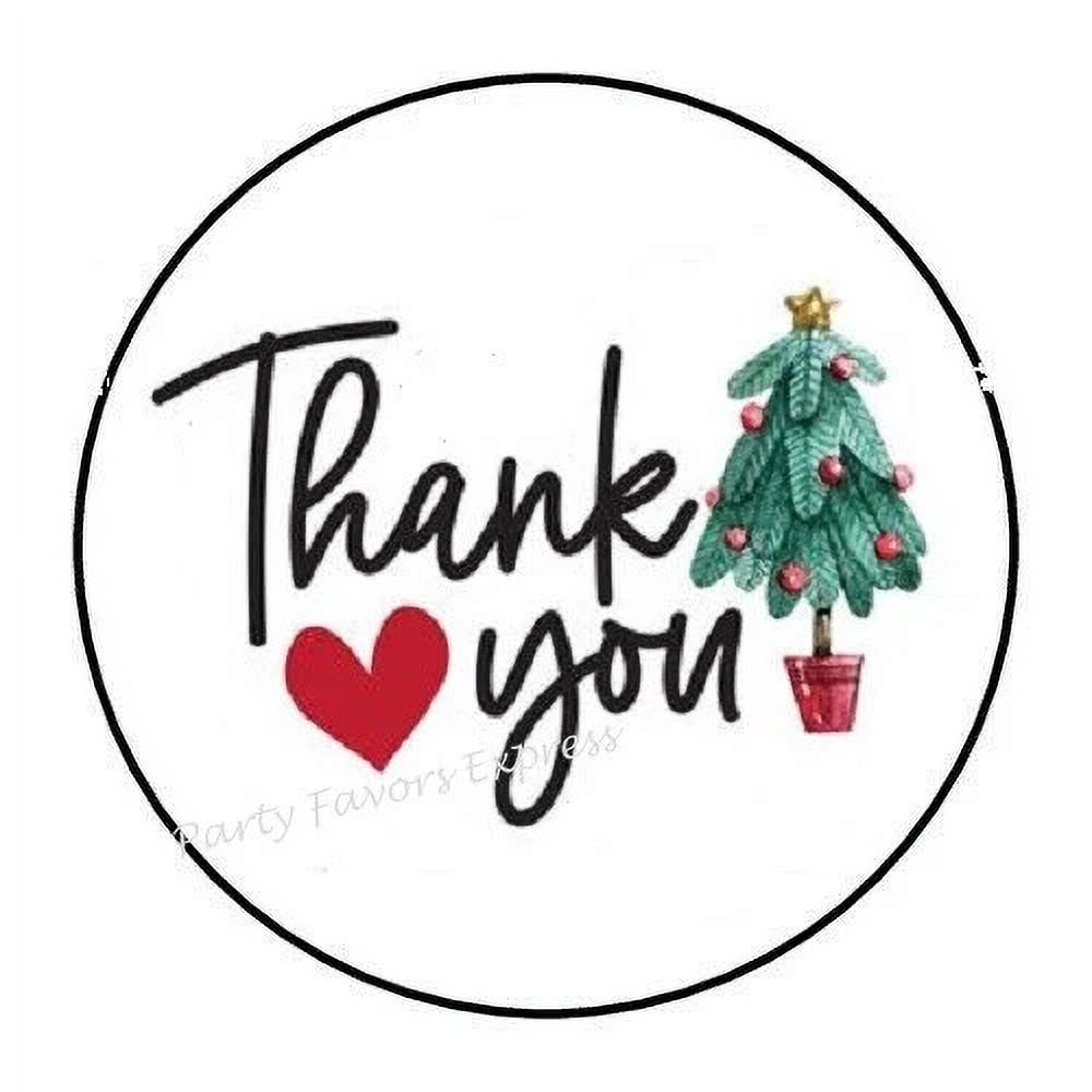 Thank You Christmas Tree Envelope Seals Labels Party Favors Stickers ...