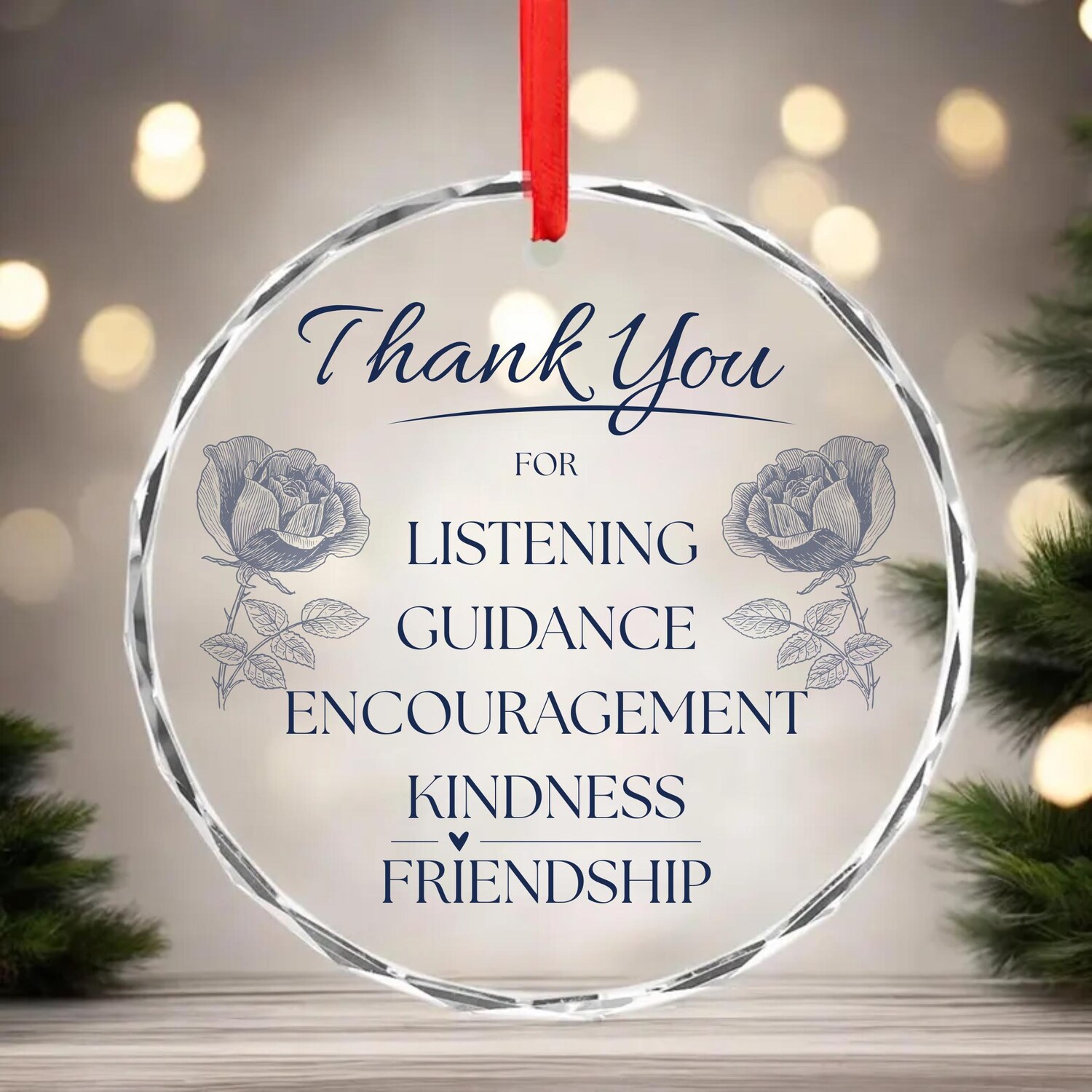Thank You Crystal Glass Ornament Heart Or Circle Thank You Gifts Thank ...