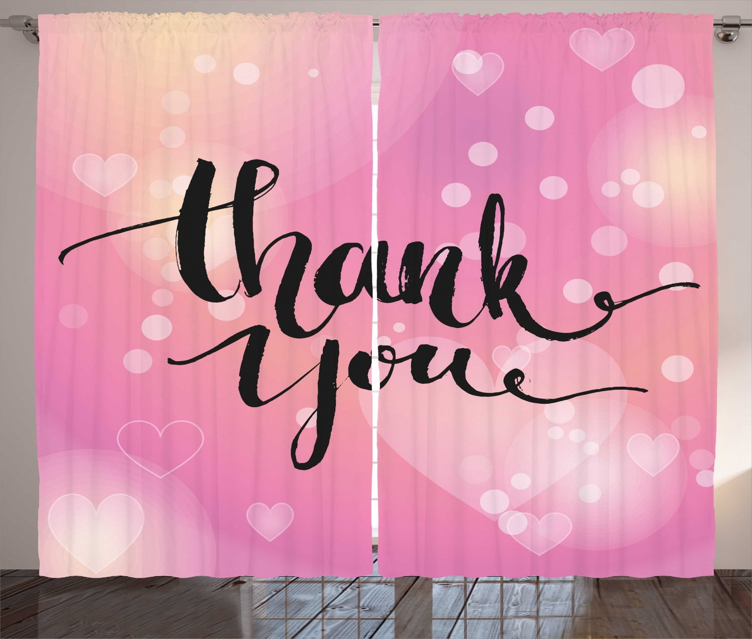 Thank You Curtains 2 Panels Set, Bubbly Blur Dreamy Hearts Backdrop ...