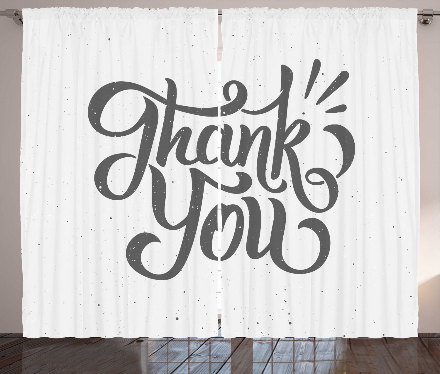 Thank You Curtains 2 Panels Set, Spots Funky Dramatic Font Artwork ...