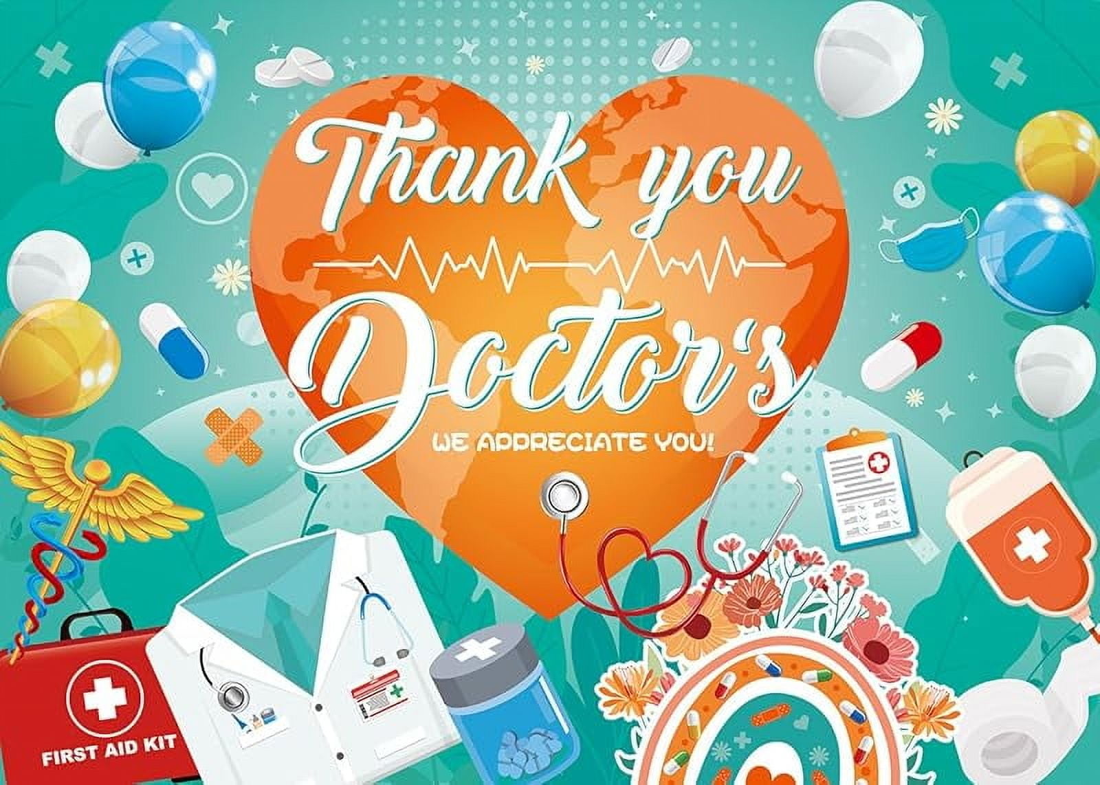 Thank You Doctors Backdrop Banner Decorations, Happy Doctors Day Party ...