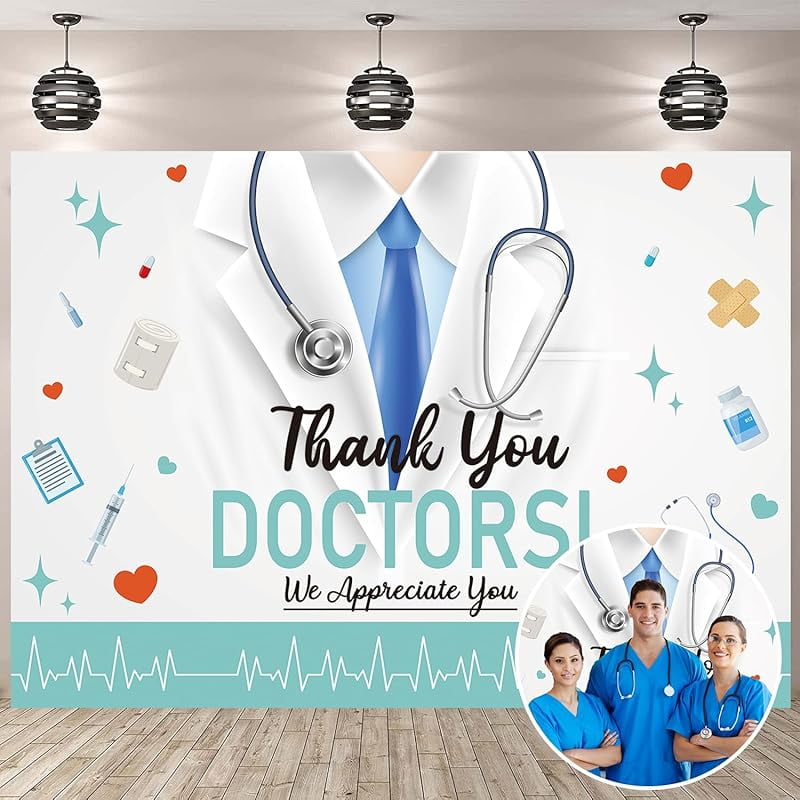 Thank You Doctors Backdrop Happy Doctors Day Banner Medical Theme ...