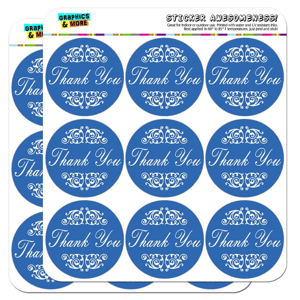 Thank You Elegant Scrolls Blue 2" Scrapbooking Crafting Stickers ...