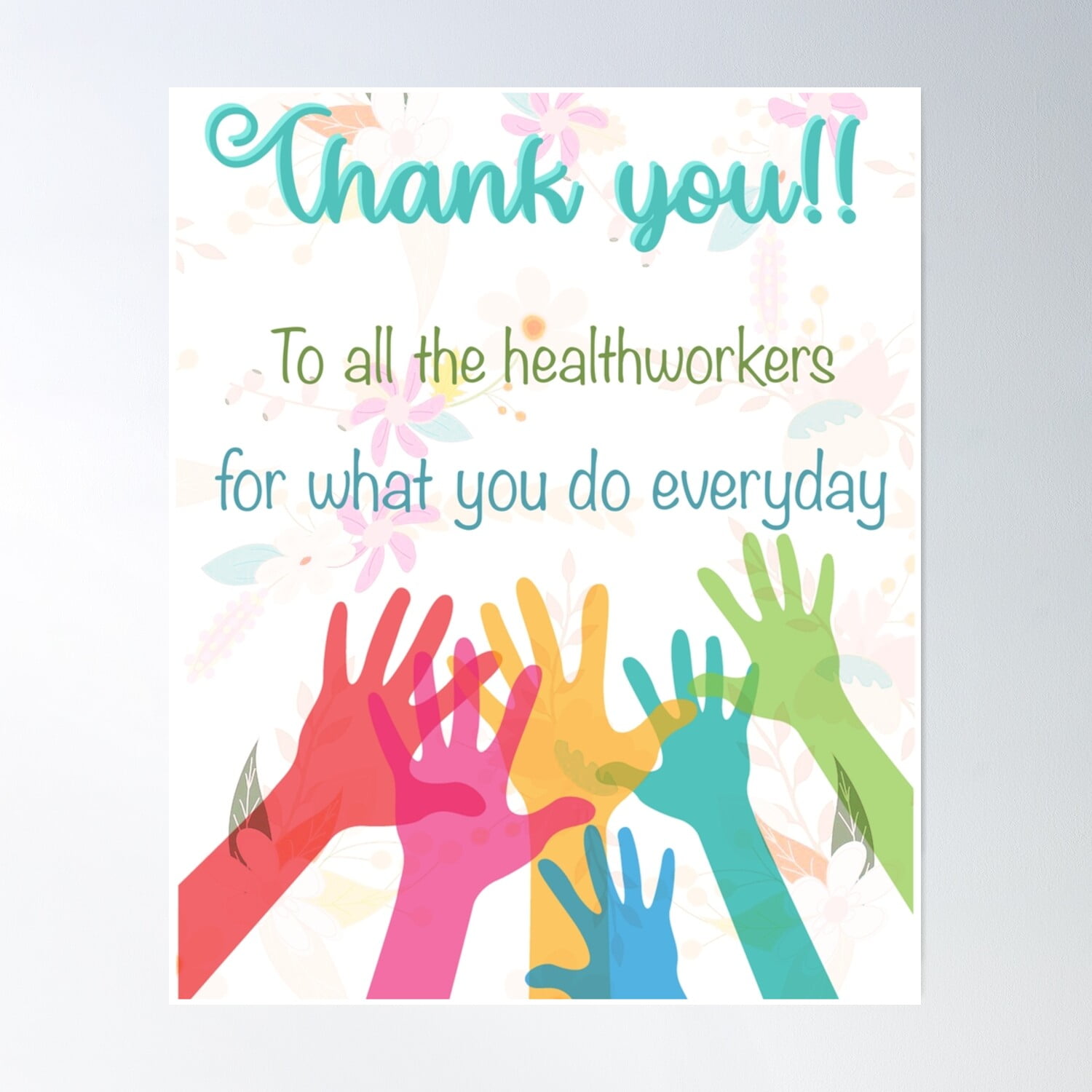Thank You Essential Workers Poster Wall Art, Modern Wall Decor, 24x36 ...