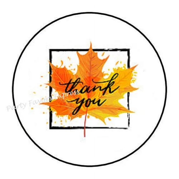 Thank You Fall Leaf Stickers Party Favors Phone Decal Water Bottle ...