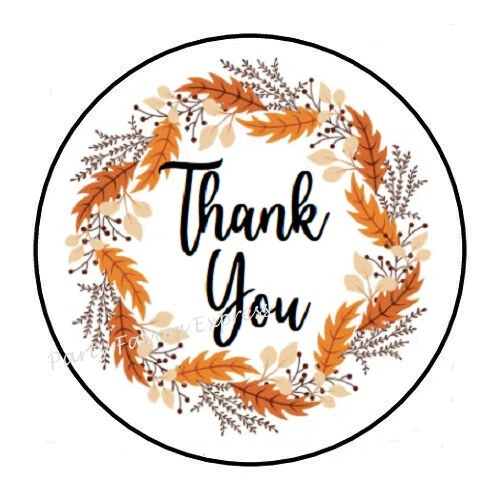 Thank You Fall Wreath Stickers Party Favors Phone Decal Water Bottle ...