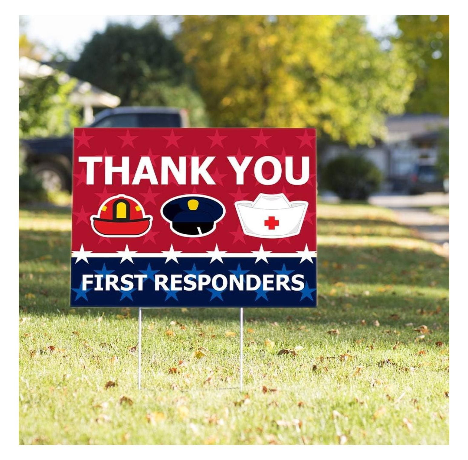Thank You First Responders Yard Sign – 23in x 17in Weather Resistant ...