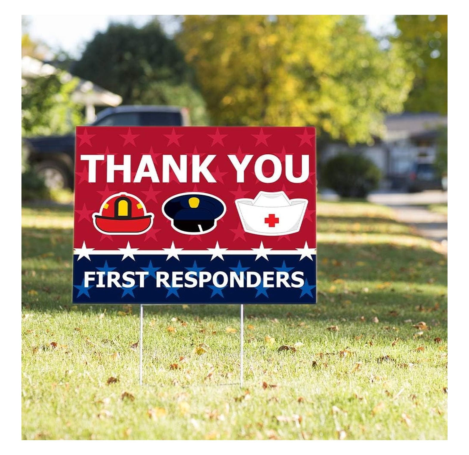 Thank You First Responders Yard Sign – 23in x 17in Weather Resistant ...