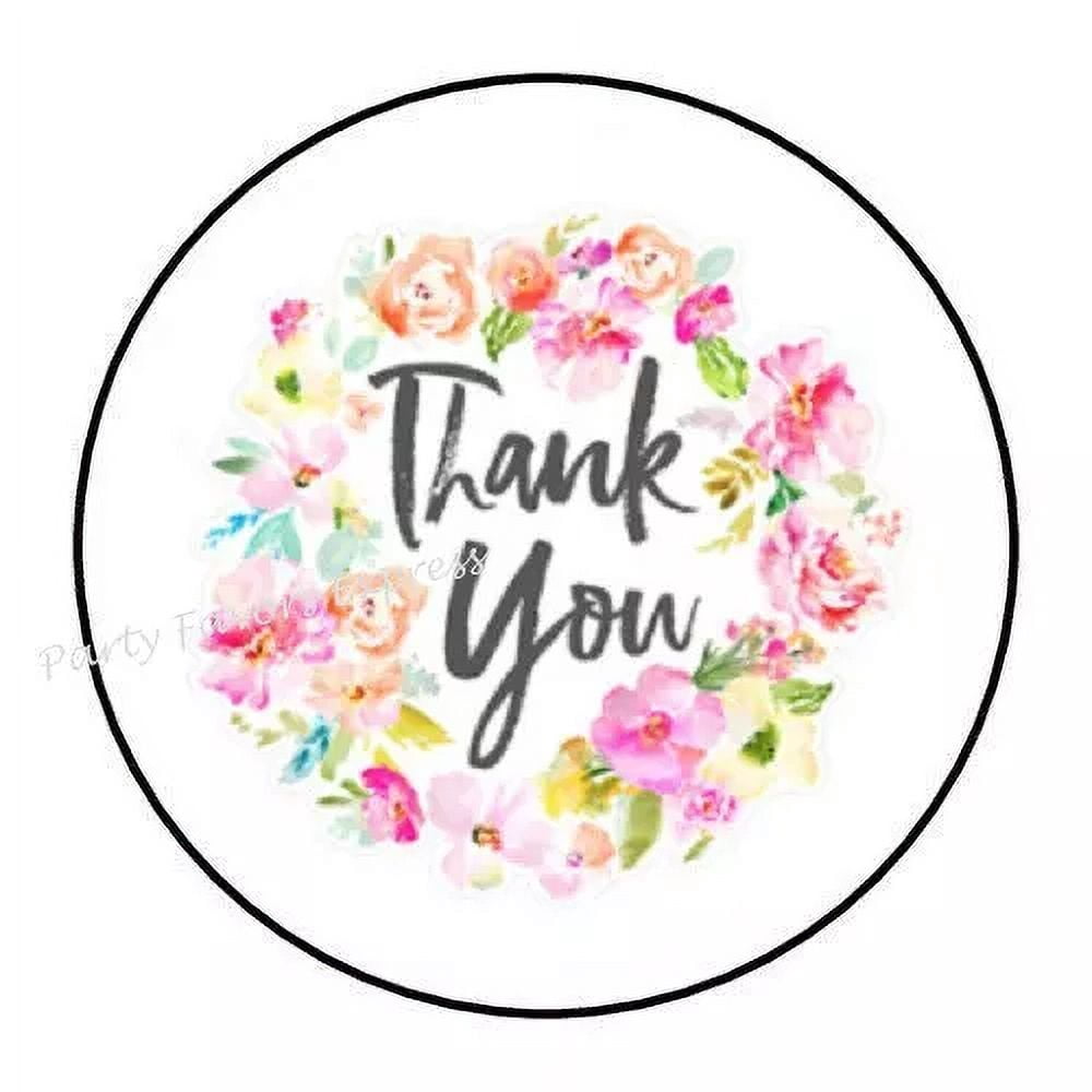 Thank You Floral Stickers Party Favors Phone Decal Water Bottle ...