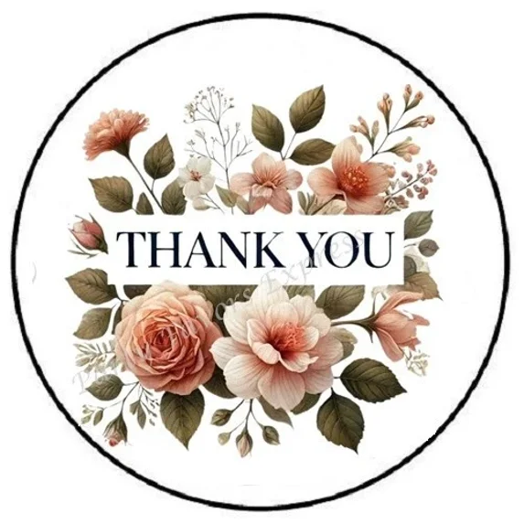 Thank You Floral Stickers Party Favors Phone Decal Water Bottle ...