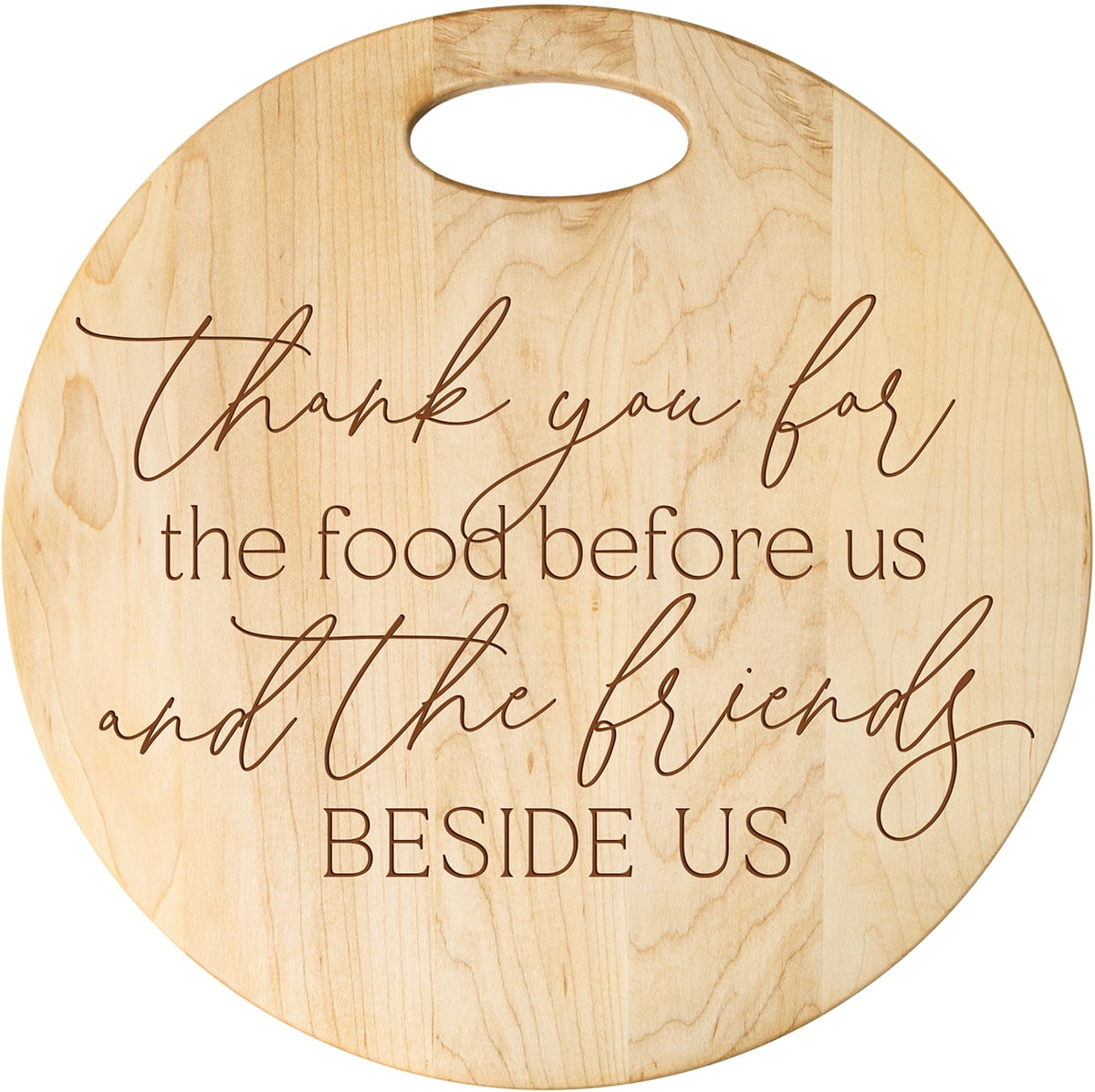 Thank You Food Natural Brown 14 x 14 Maple Hardwood Round Cutting Board ...