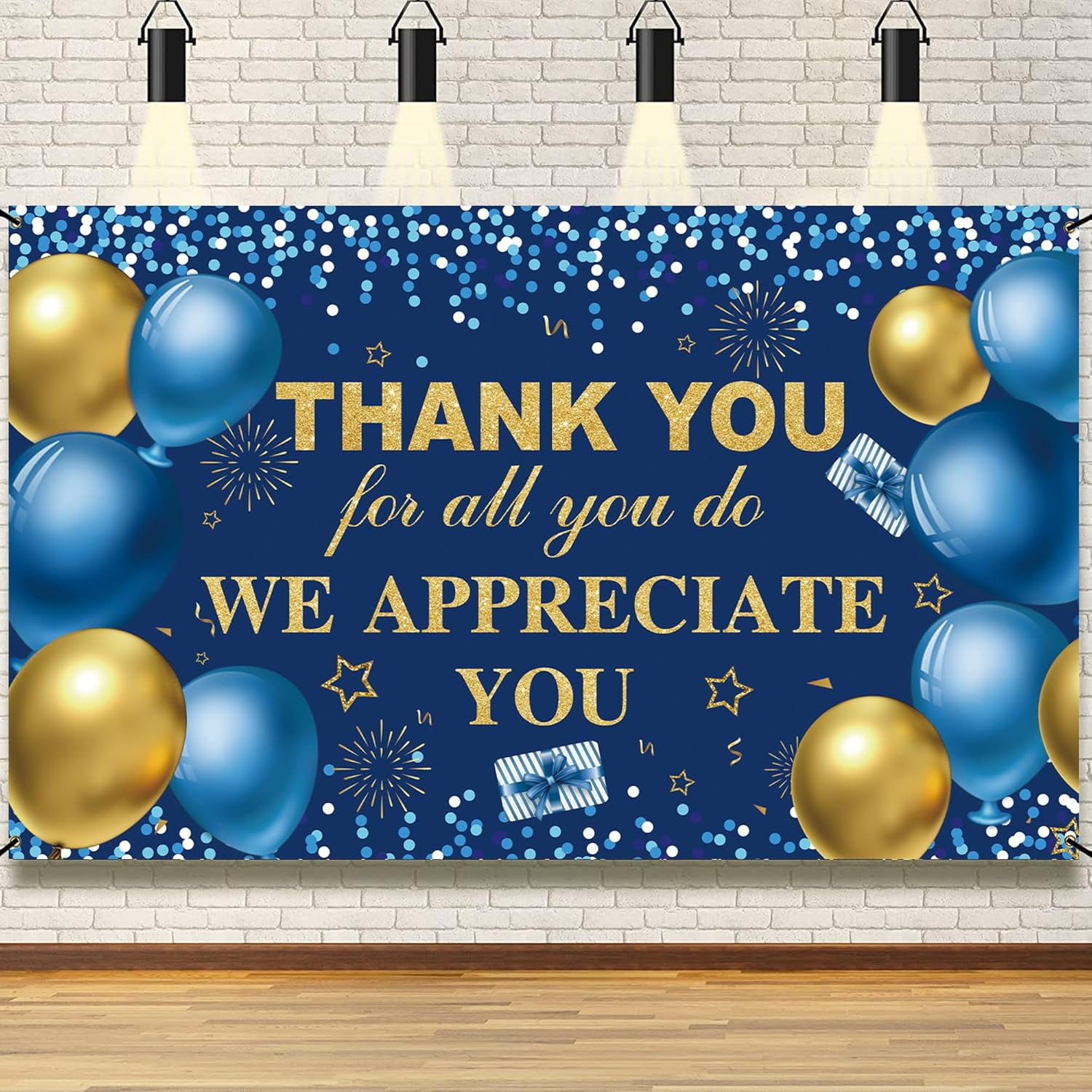 Thank You For All You Do Banner Banner Blue and Gold We Appreciate You Banners for Employee ...