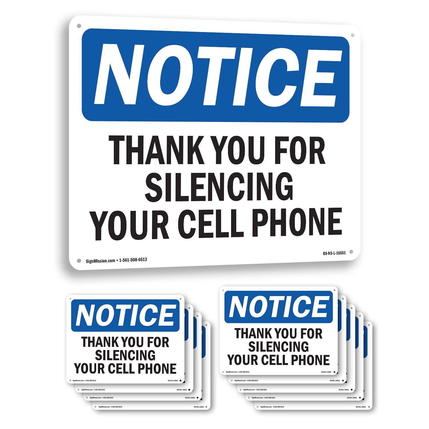 Thank You For Silencing Cell Phone OSHA Notice Aluminum Sign 24 Inch x ...