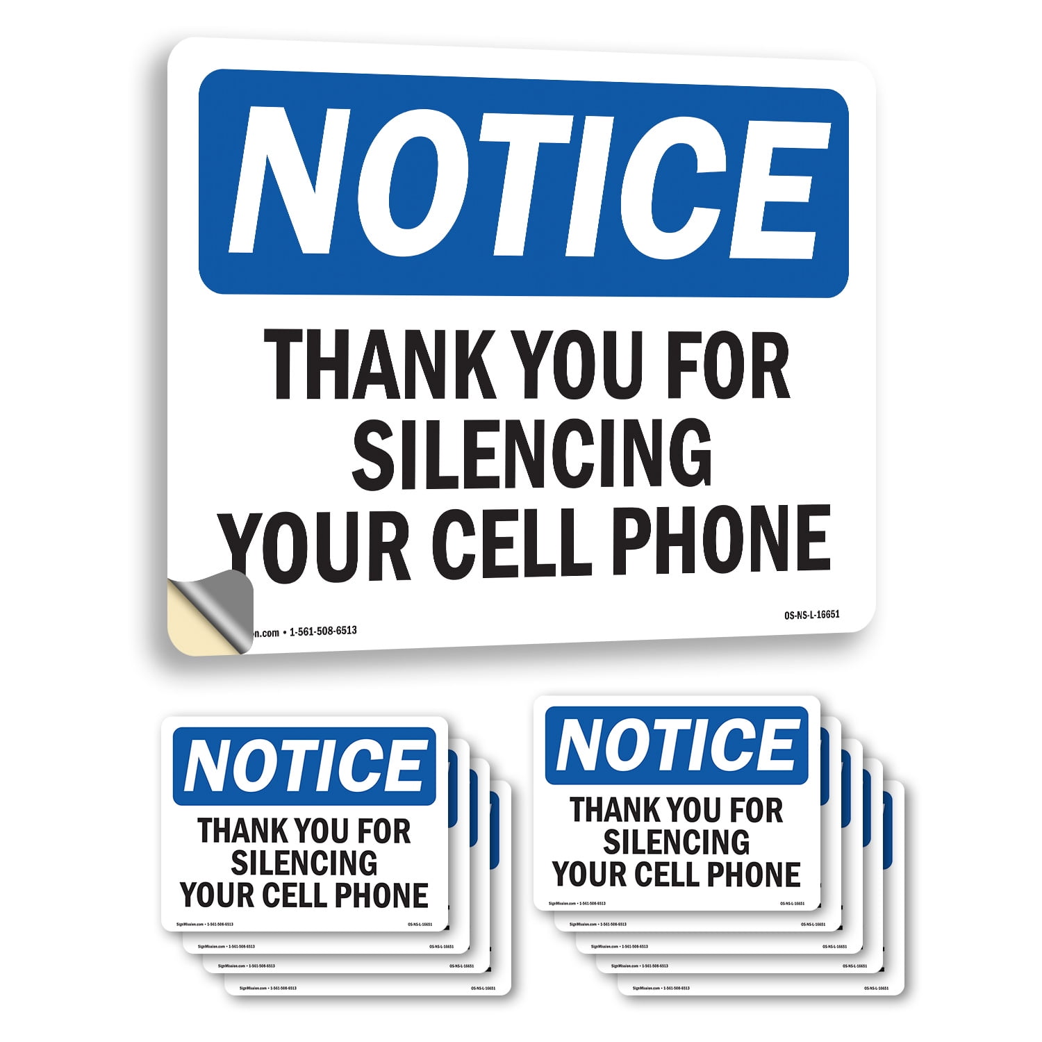 Thank You For Silencing Cell Phone OSHA Notice Vinyl Decal Label 7 Inch ...