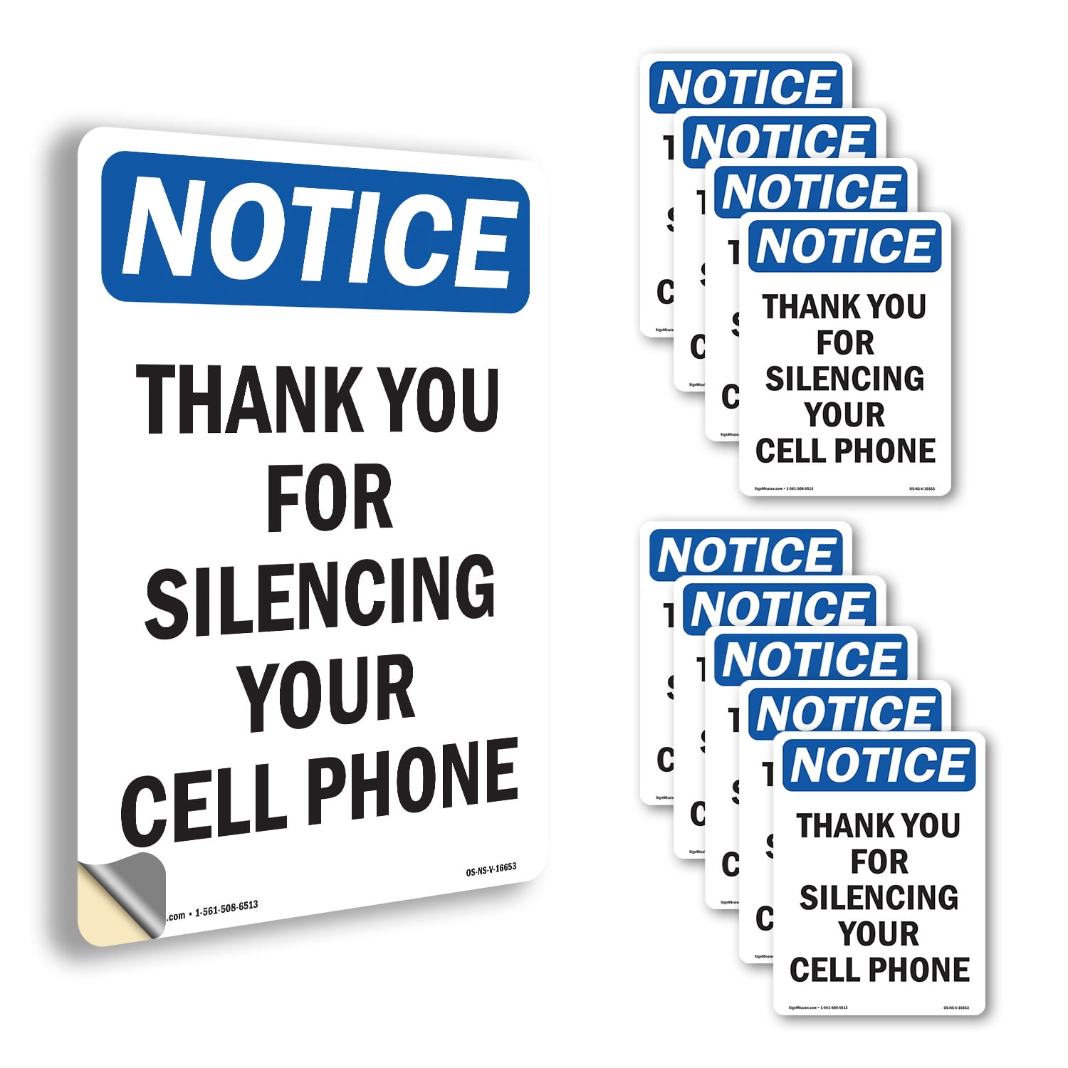 Thank You For Silencing Your Cell Phone OSHA Notice Vinyl Decal Label ...
