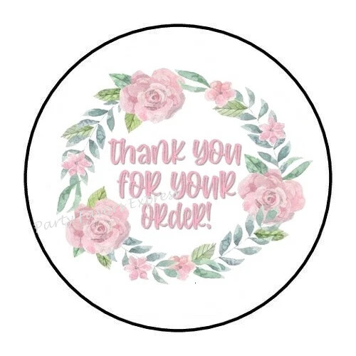 Thank You For Your Order Roses Wreath Stickers Phone Decal Water Bottle ...