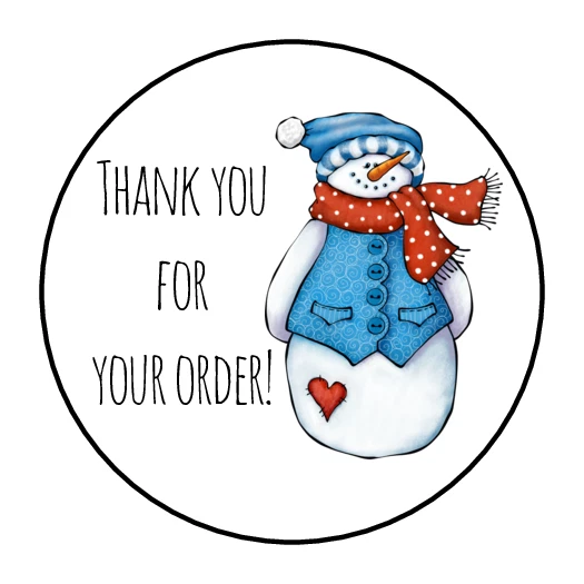 Thank You For Your Order Snowman! Labels Round Stickers Phone Decal ...