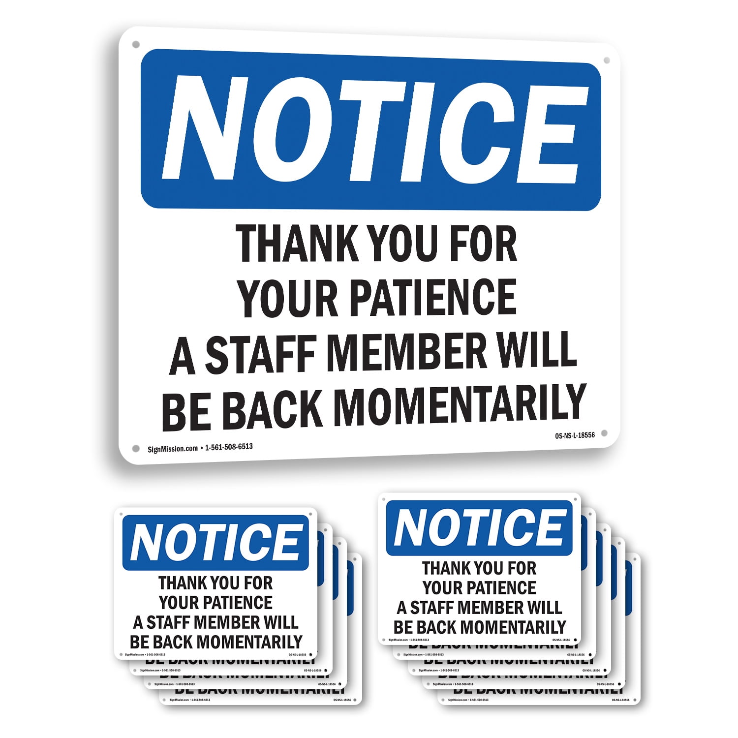 Thank You For Your Patience A Staff Member OSHA Notice Aluminum Sign 14 ...