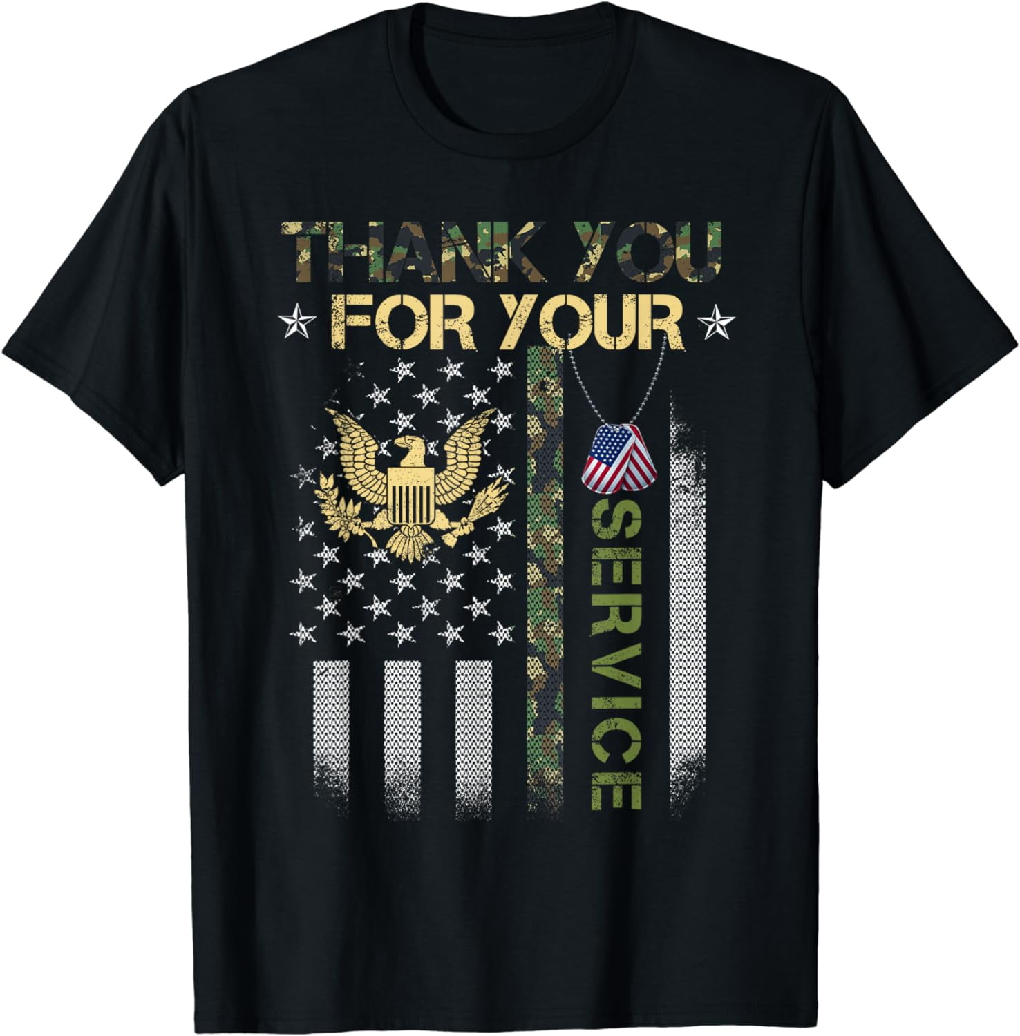 Thank You For Your Service Patriotic USA Flag Veterans Day T-Shirt ...