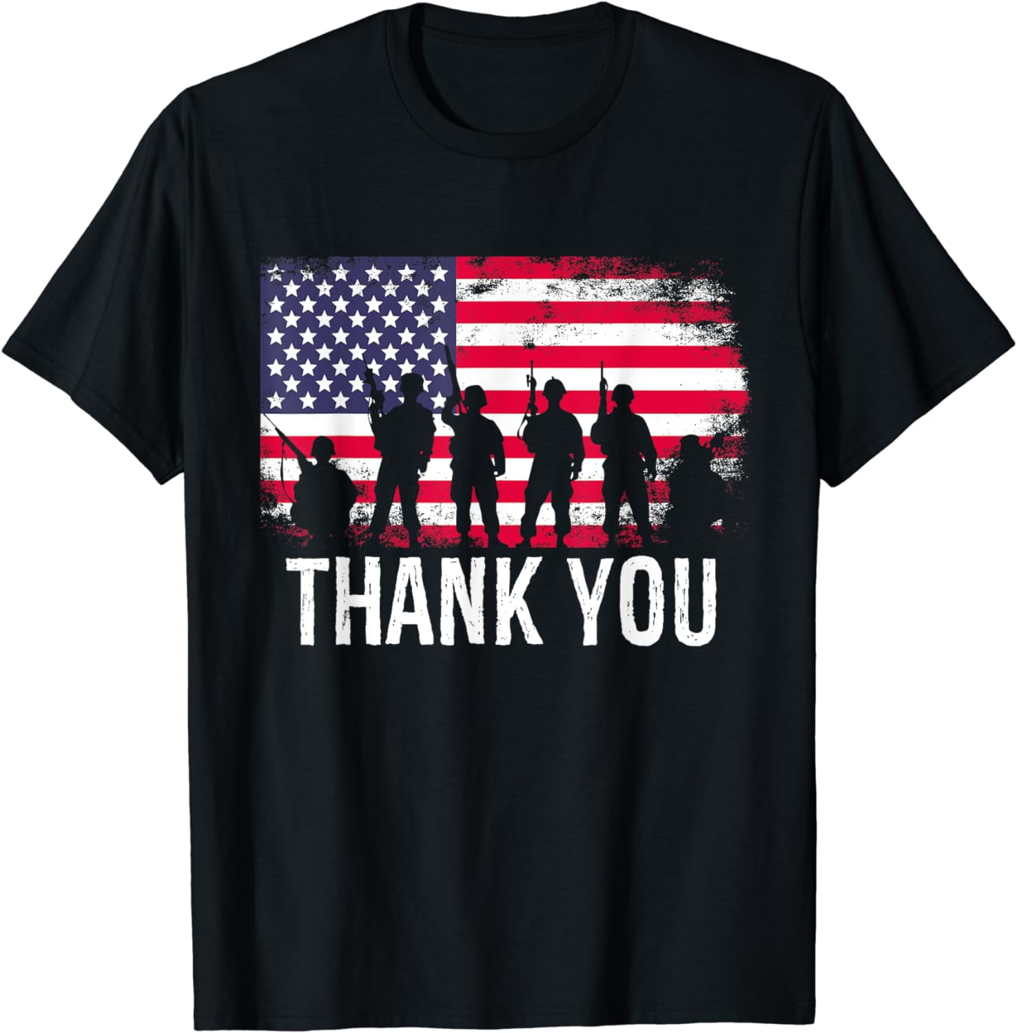 Thank You For Your Service US Veterans Thank You US Flag Cotton T-Shirt ...