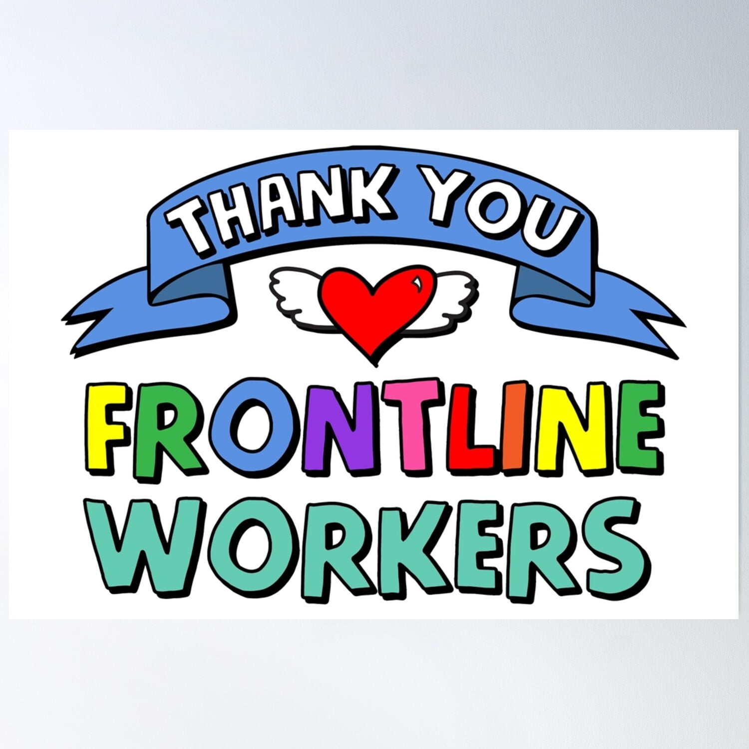 Thank You Frontliners Poster Wall Art, Modern Wall Decor, 12x18 ...