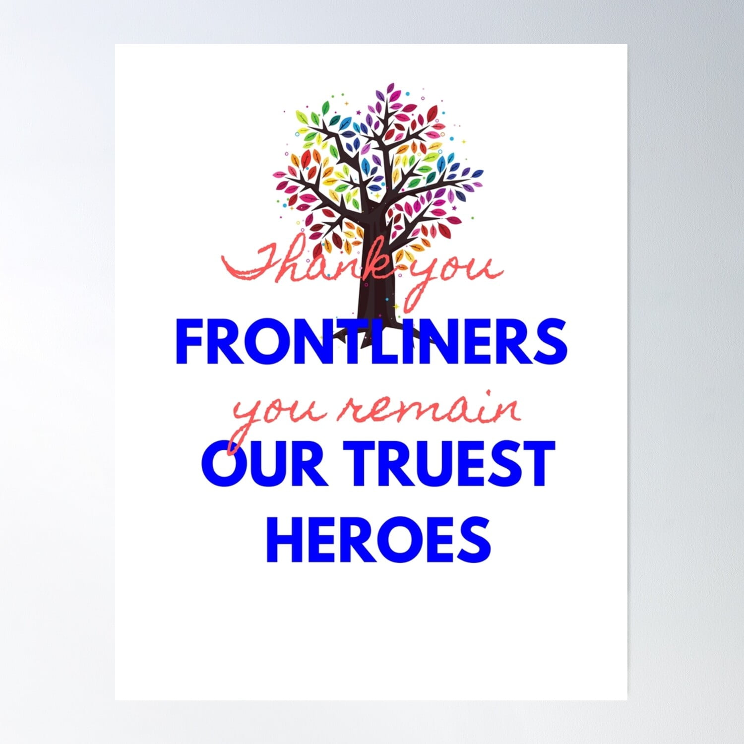 Thank You Frontliners Poster Wall Art, Modern Wall Decor, 8x12 UNFRAMED ...