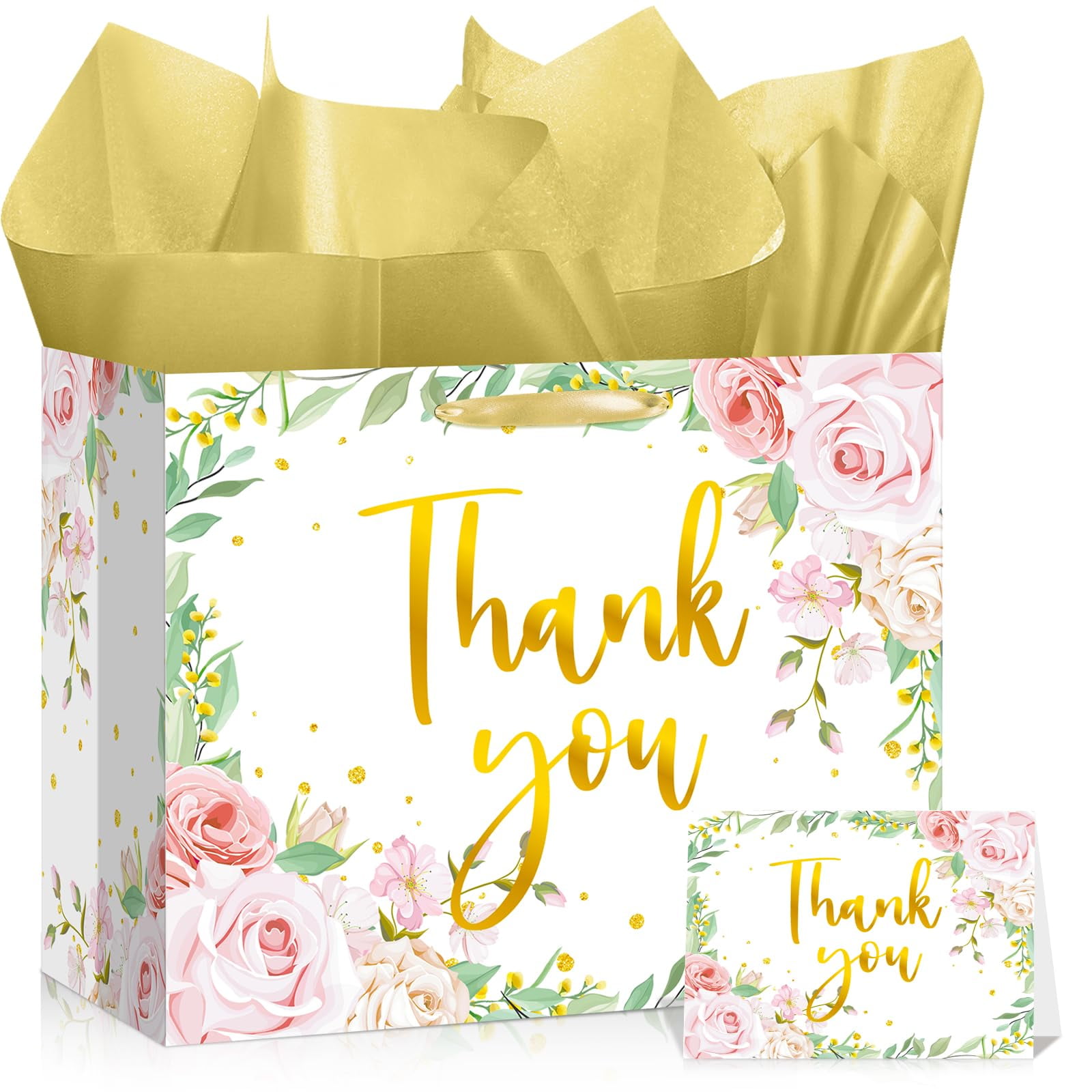Thank You Gift Bags Floral HYZ01 Design Gift Tissue Paper Greeting Card ...