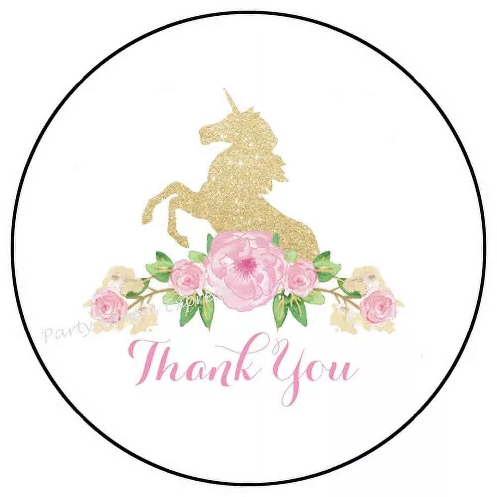 Thank You Gold Unicorn Stickers Party Favors Phone Decal Water Bottle ...