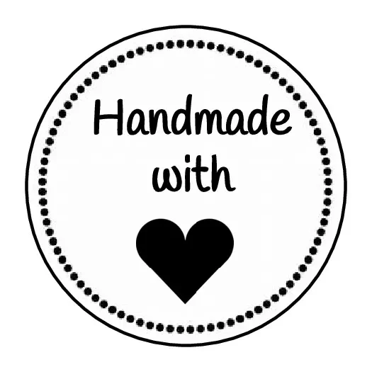 Thank You Handmade With Love Black Heart Labels Round Stickers Phone ...