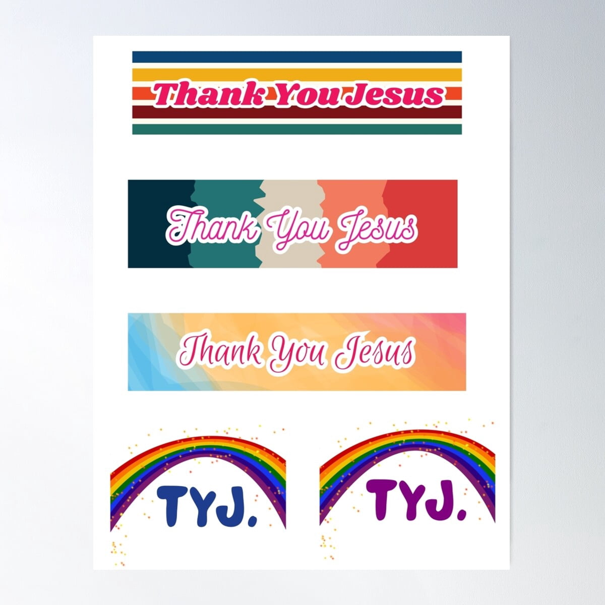 Thank You Jesus Sticker Set / Tyj Poster Wall Art, Modern Wall Decor ...