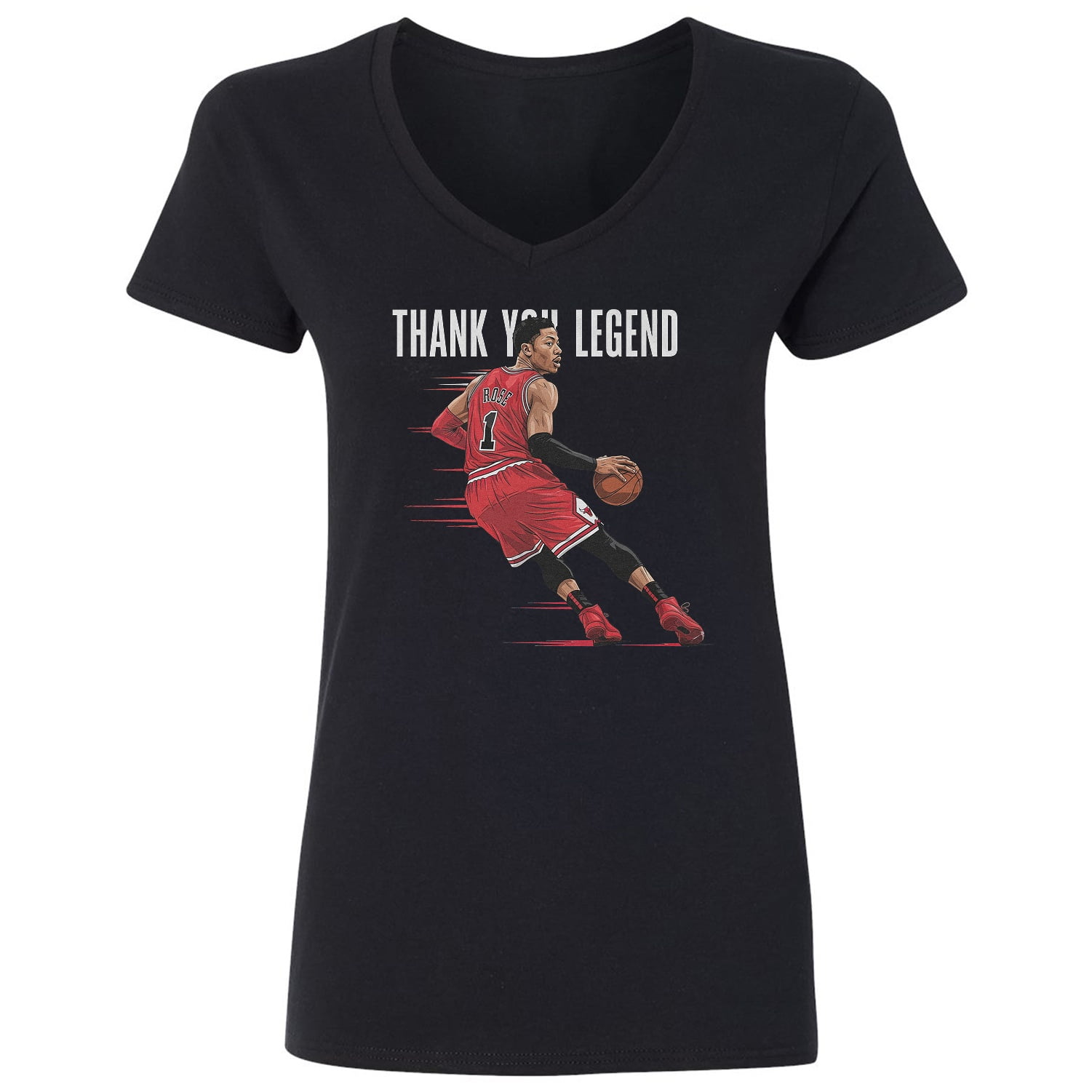 Thank You Legend Rose 1 - Chicago Fans Tribute Ladies' V-Neck Tshirt ...