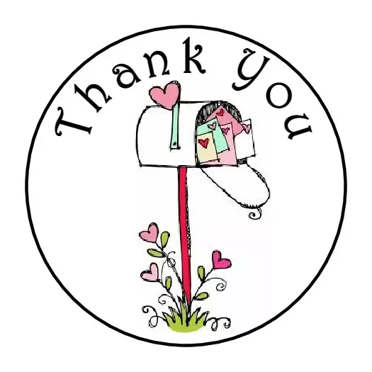 Thank You Mailbox Favor Labels Round Stickers Phone Decal Water Bottle ...