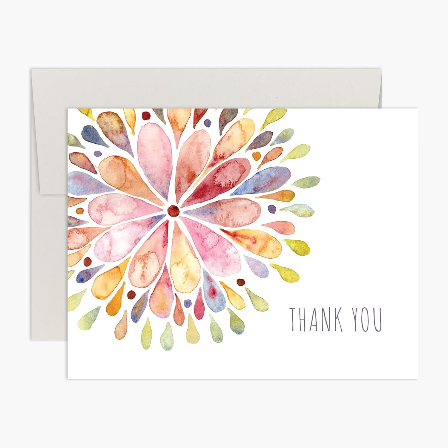 Thank You Notes With Envelopes Set - Watercolor Flower Thank You Note ...