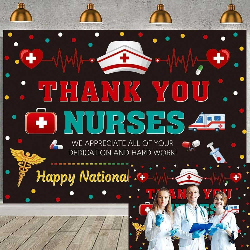 Thank You Nurse Backdrop Nurse Appreciation Week Decorations Background ...