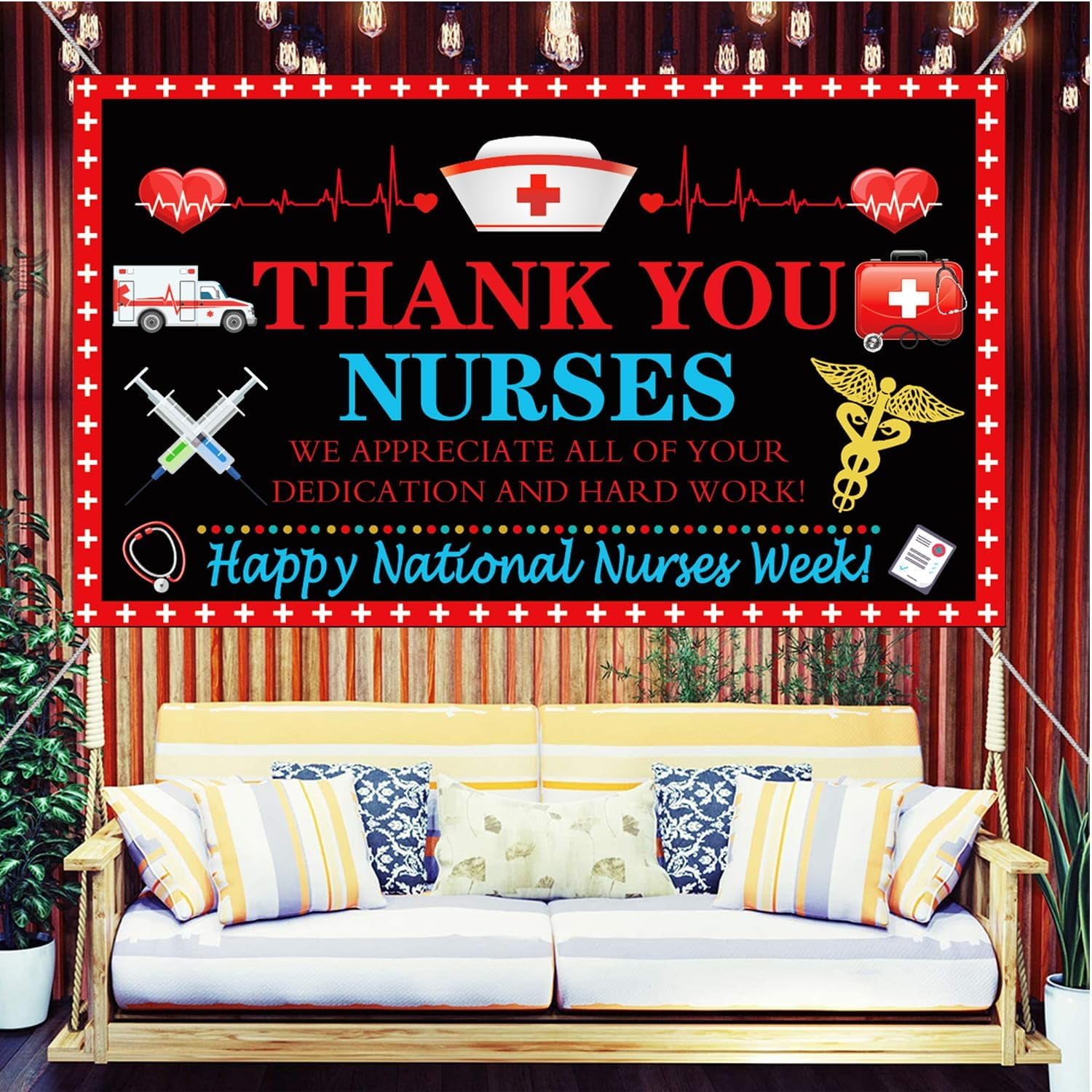 Thank You Nurses Backdrop with 70.8"X43.3", Happy Nurses Week Banner ...