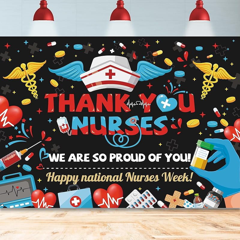 Thank You Nurses Backdrop,7x5FT Nurse Appreciation Week Backdrop Happy ...