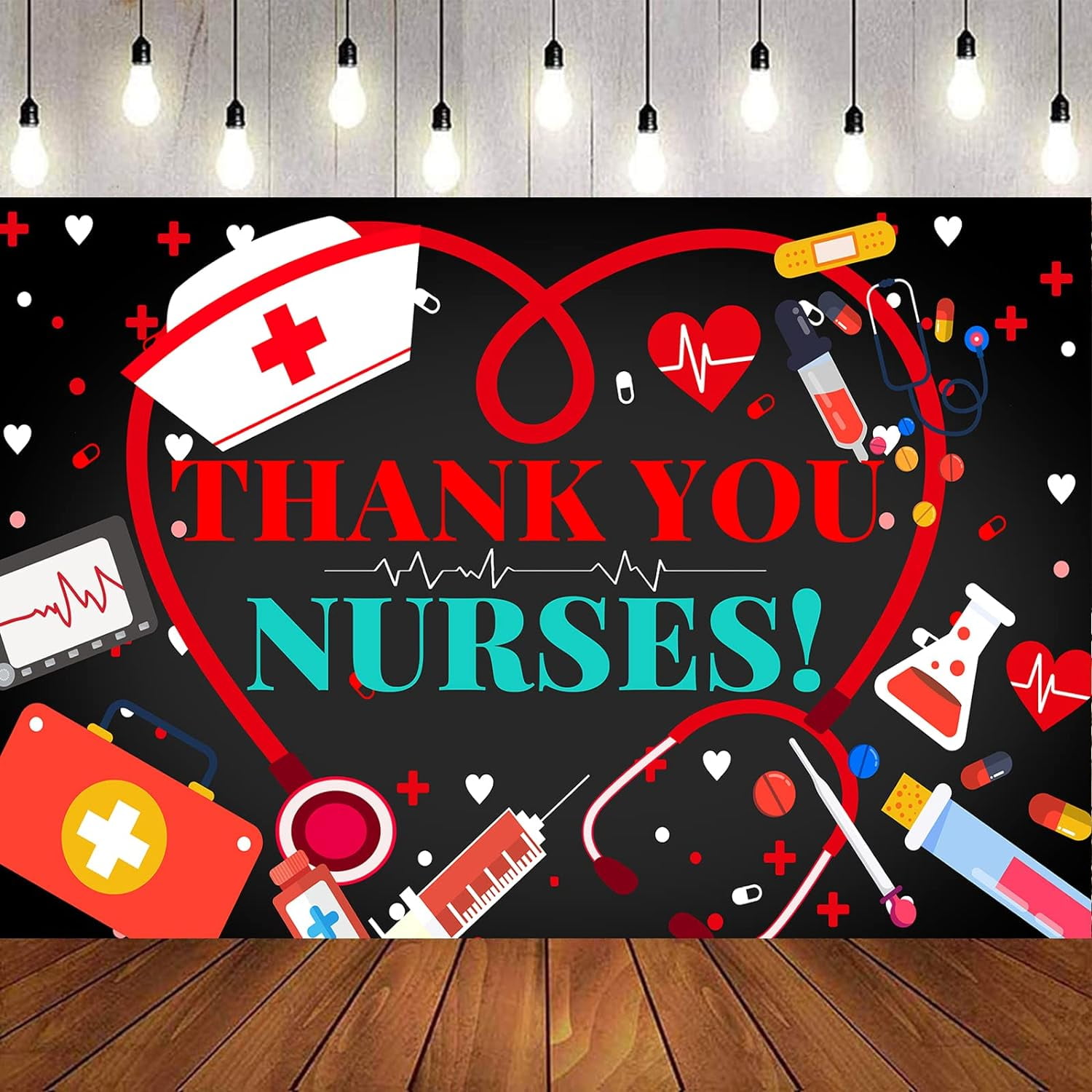 Thank You Nurses Backdrop Banner Decorations, Happy Nurses Week ...