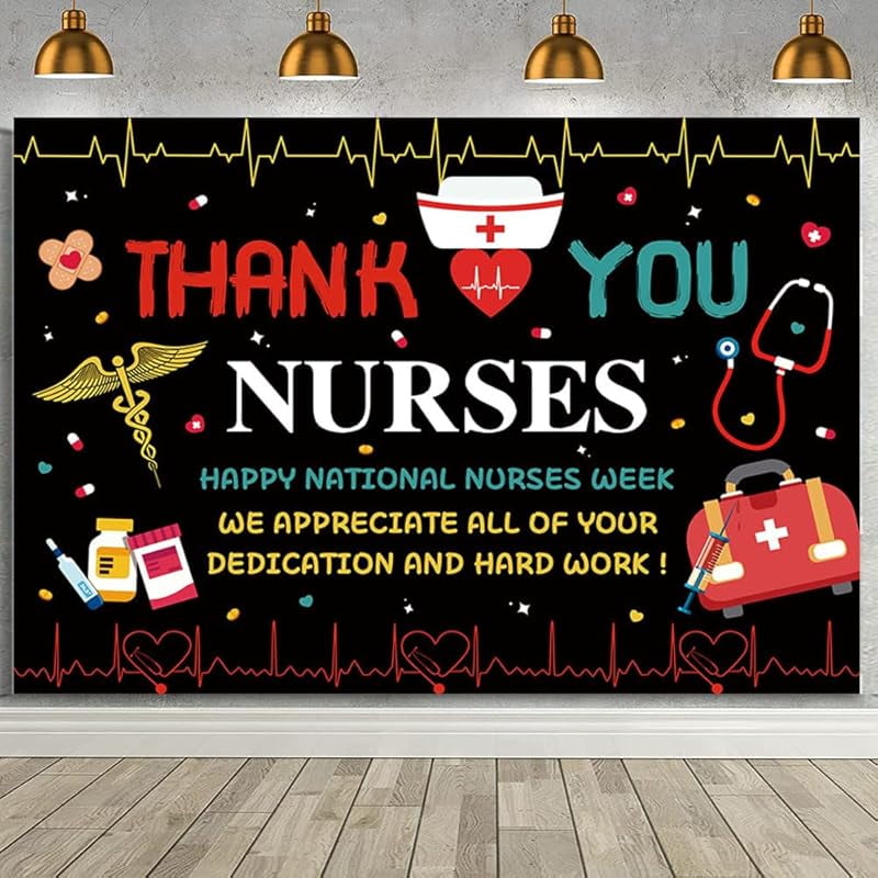 Thank You Nurses Backdrop Black Nurse Appreciation Week Banner Happy ...