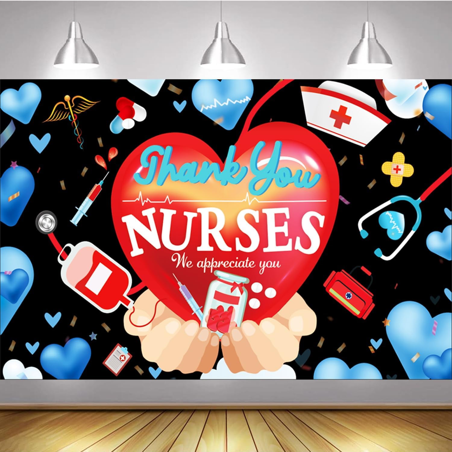 Thank You Nurses Backdrop, Happy Nurses Week Banner for Nursing day ...
