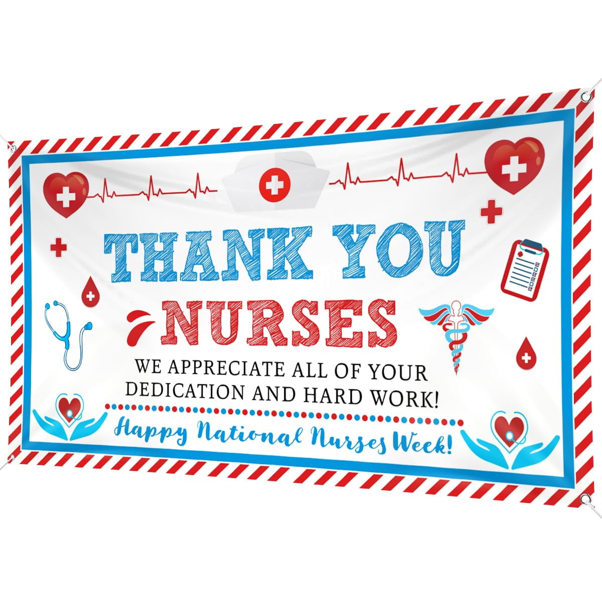 Thank You Nurses Banner, 78 x 43INCH Large Fabric Backdrop Decorations ...