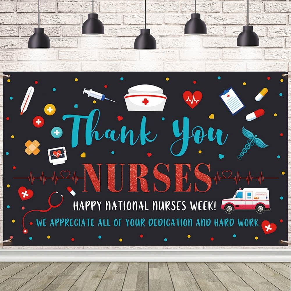Thank You Nurses Banner Happy Nurses Week Welcome Backdrop Hanging ...