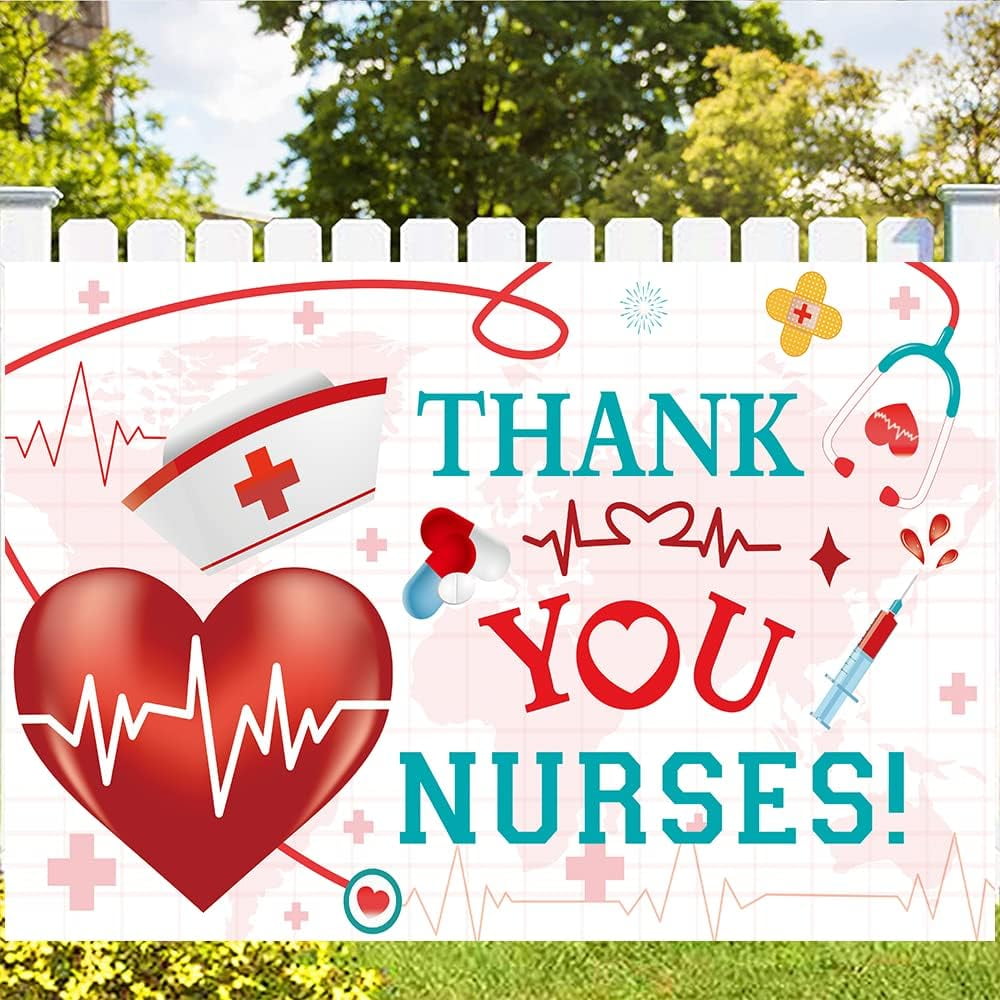 Thank You Nurses Banner,Happy Nurses Week Banner for Nursing day Party ...