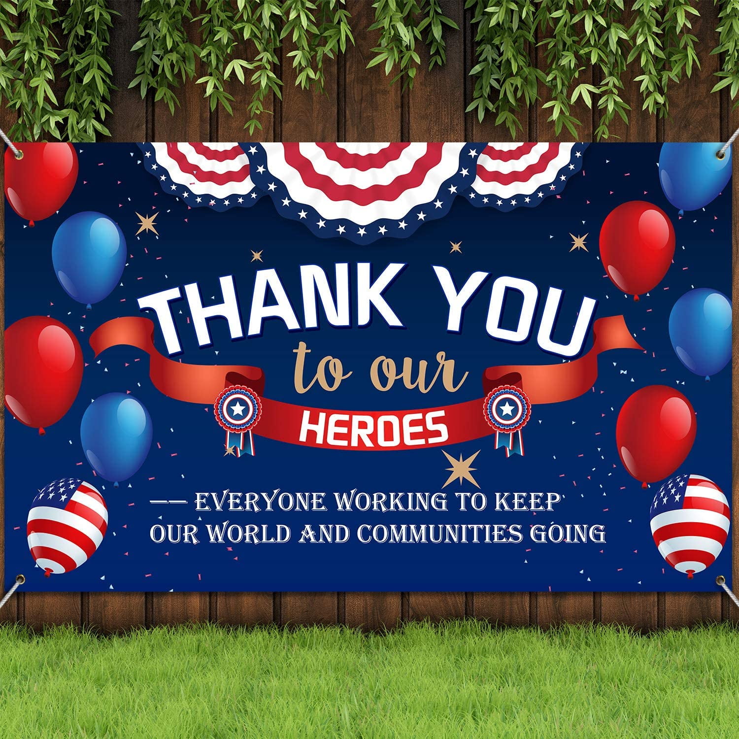 Thank You to Our Heroes Banner Decorations Patriotic Happy Veterans Day ...
