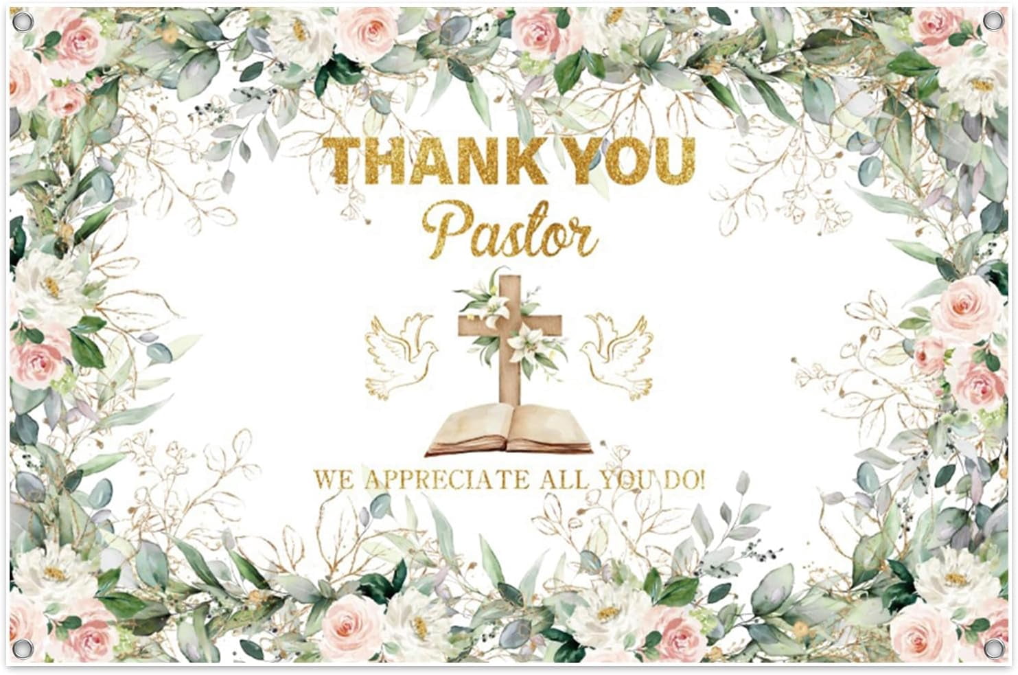 Thank You Pastor Backdrop Green Leaves Greenery Nurses Day Background ...
