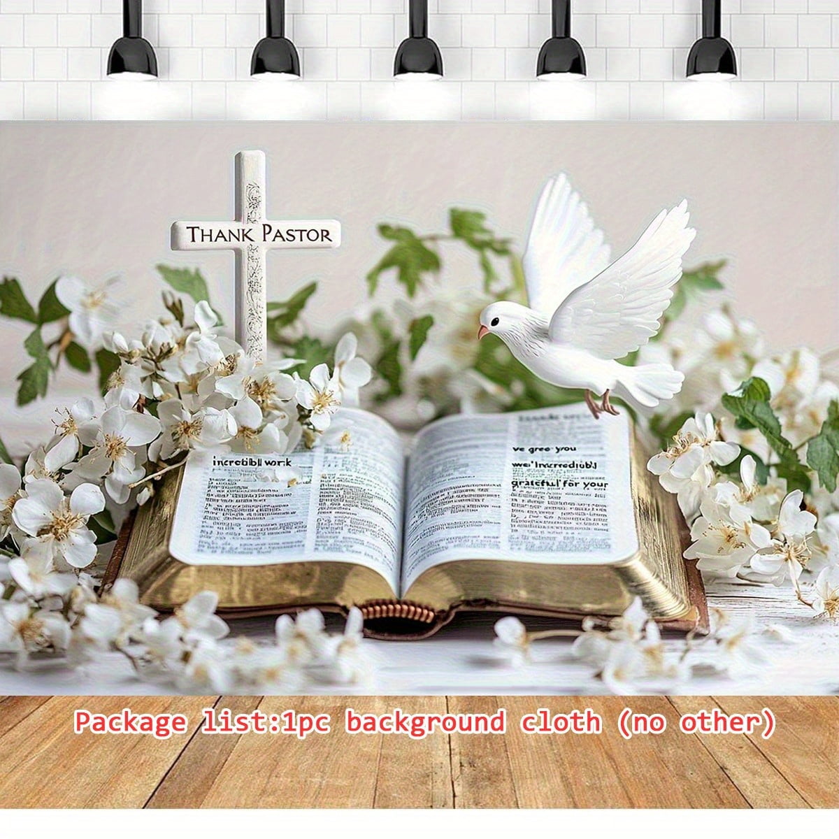 Thank You Pastor Backdrop White Floral Cross Dove Pastor Appreciation ...