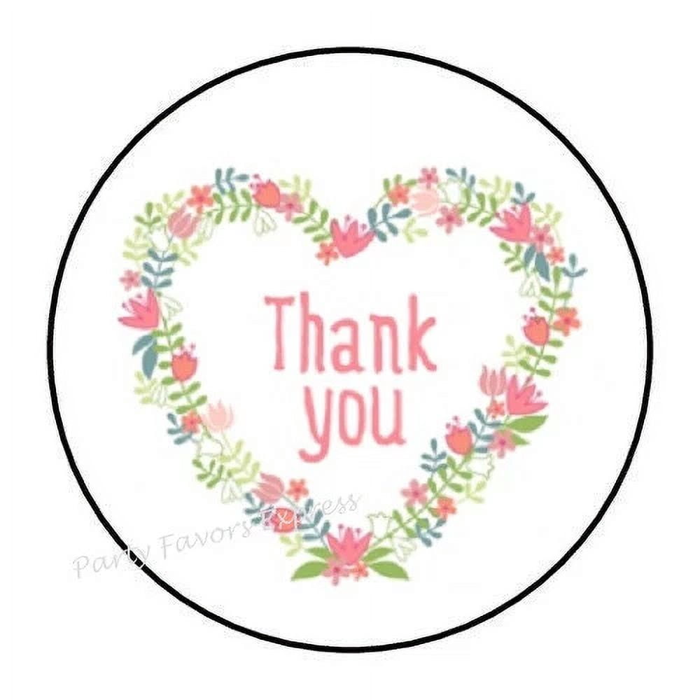 Thank You Pink Floral Heart Wreath Stickers Party Favors Phone Decal ...