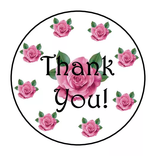 Thank You Pink Roses Flowers Favor Labels Round Stickers Phone Decal ...
